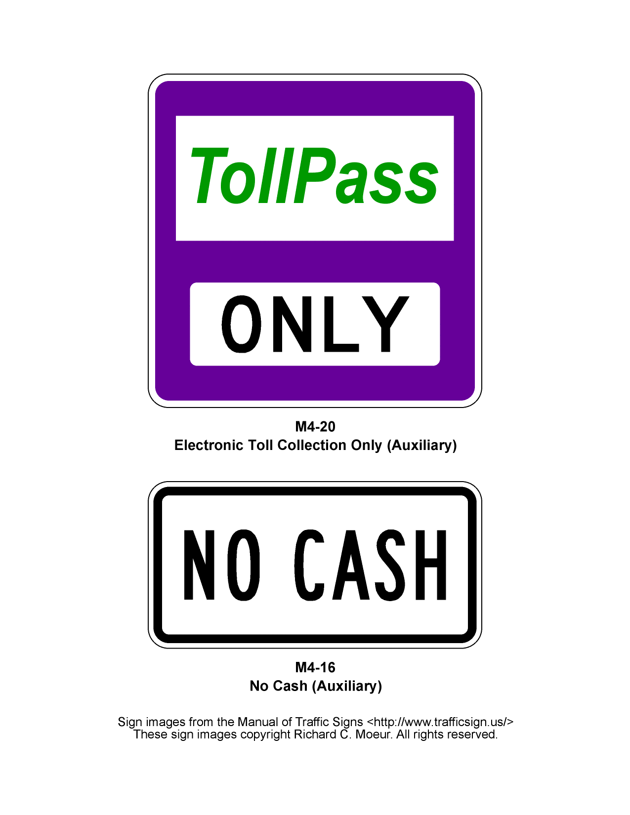Manual of Traffic Signs - M4 Series Signs