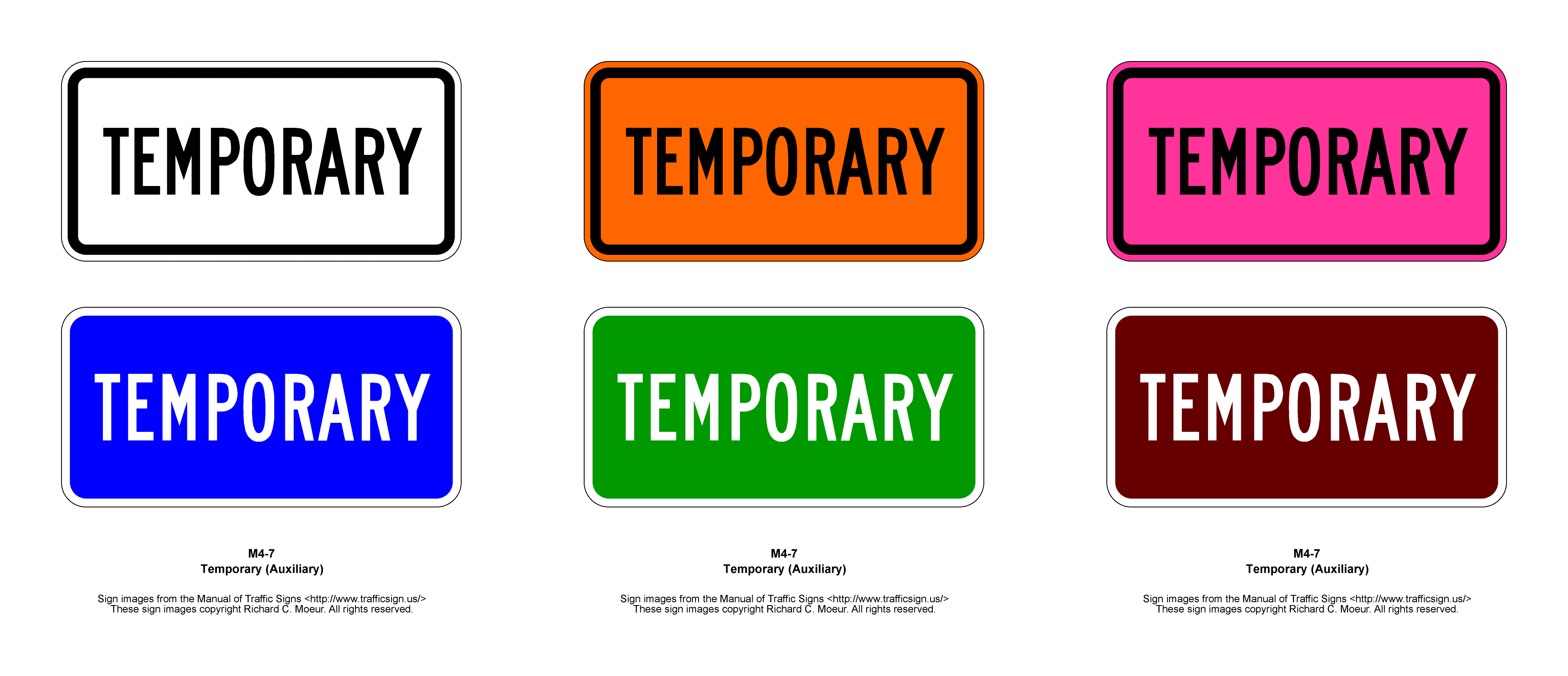Manual of Traffic Signs - M4 Series Signs