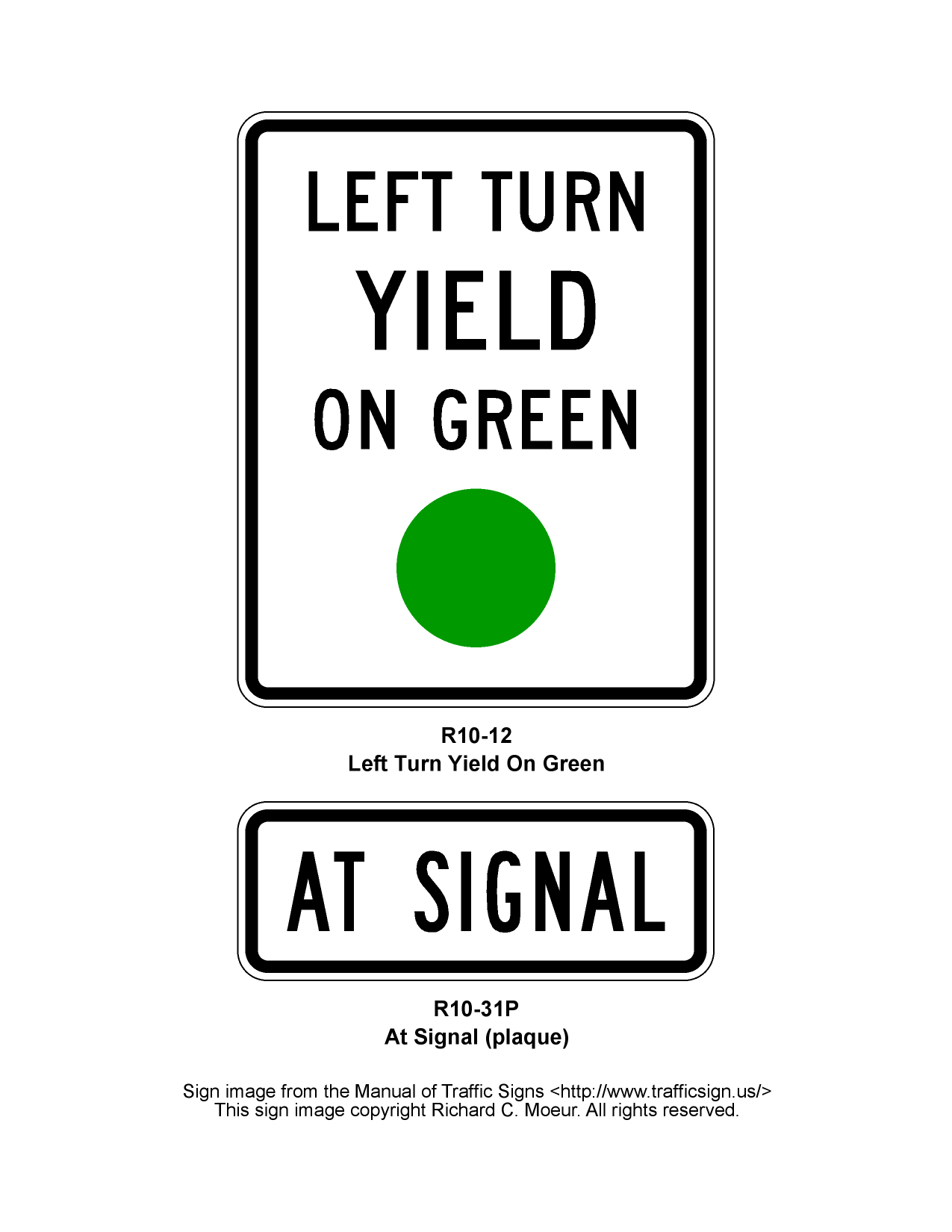 Manual of Traffic Signs - R10 Series Signs