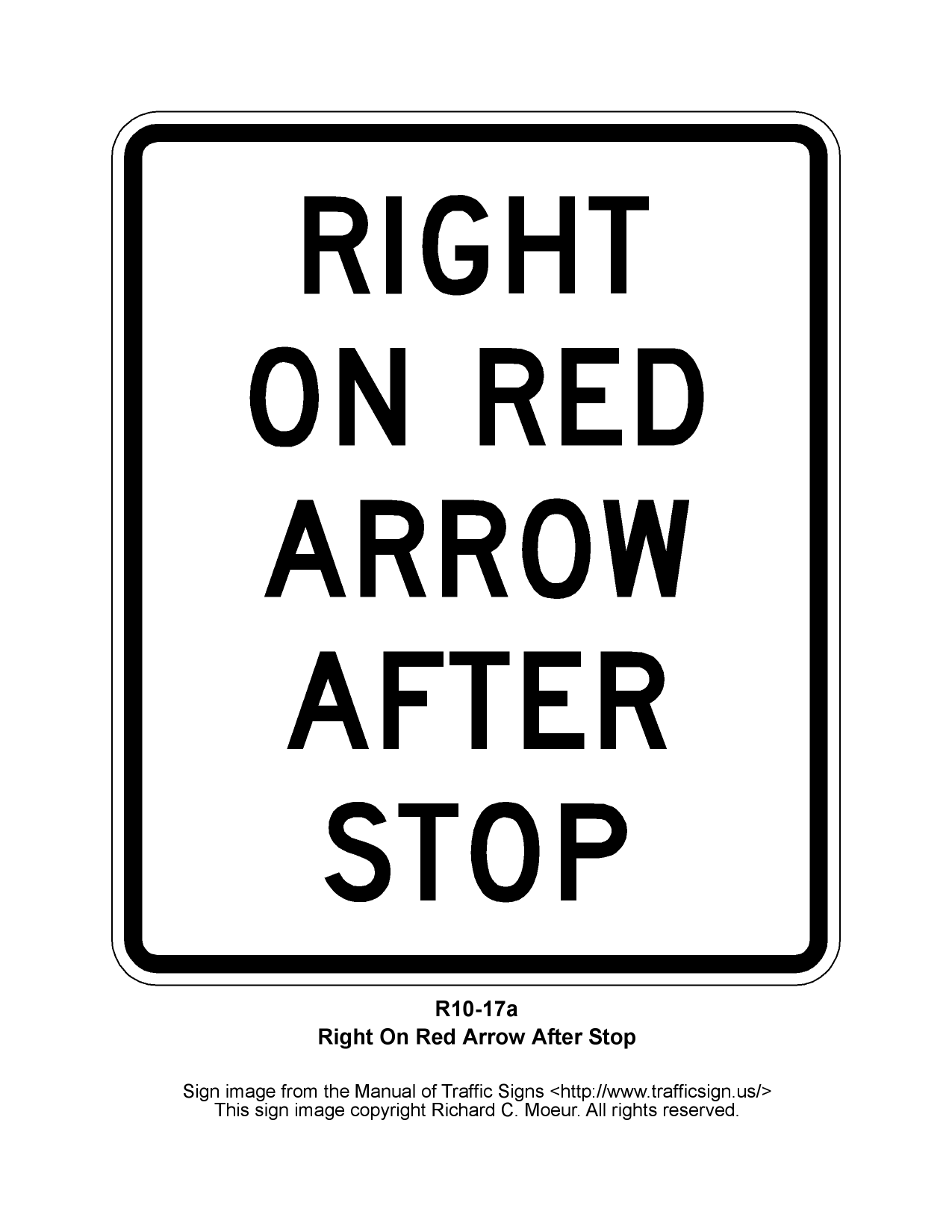 Manual of Traffic Signs - R10 Series Signs