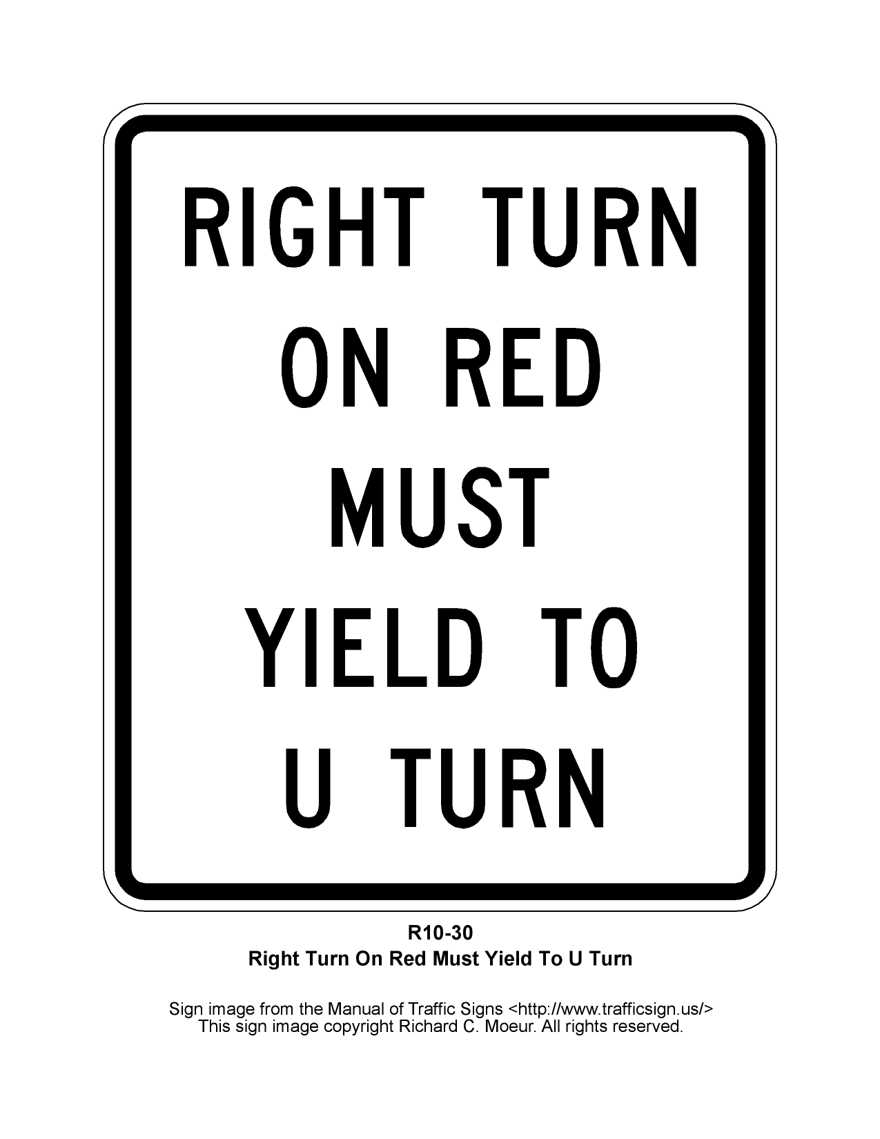 Manual of Traffic Signs - R10 Series Signs