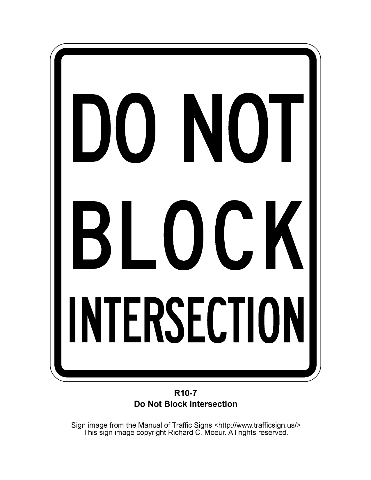 Manual of Traffic Signs - R10 Series Signs