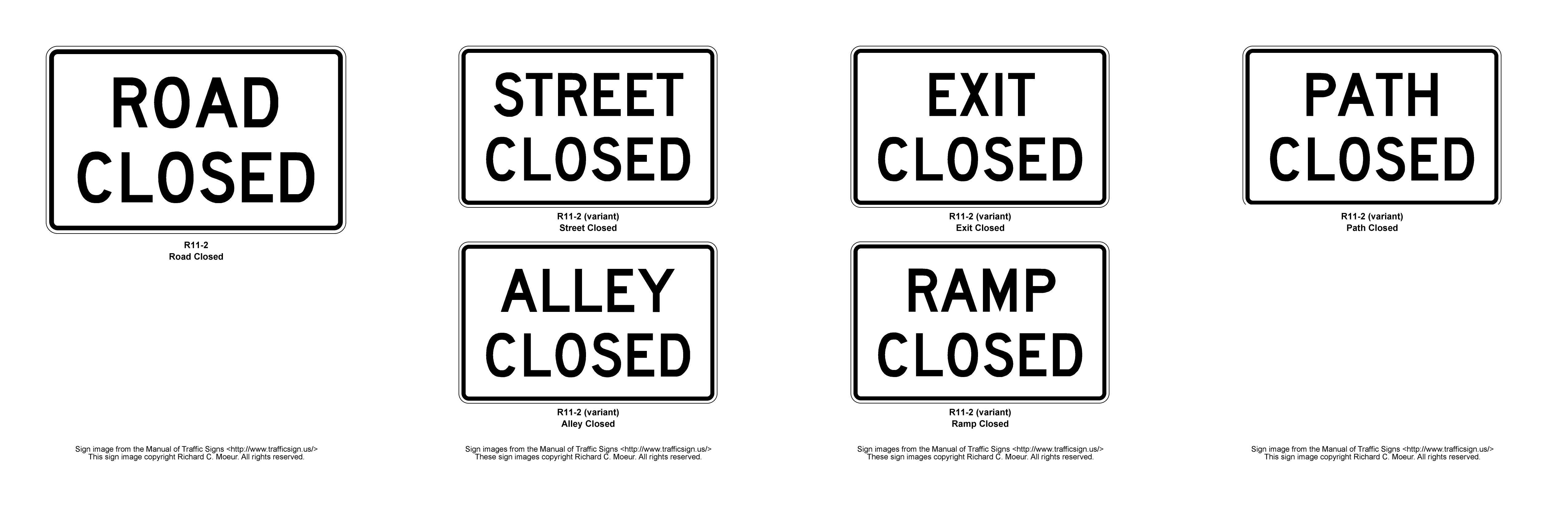 Manual of Traffic Signs - R11 Series Signs