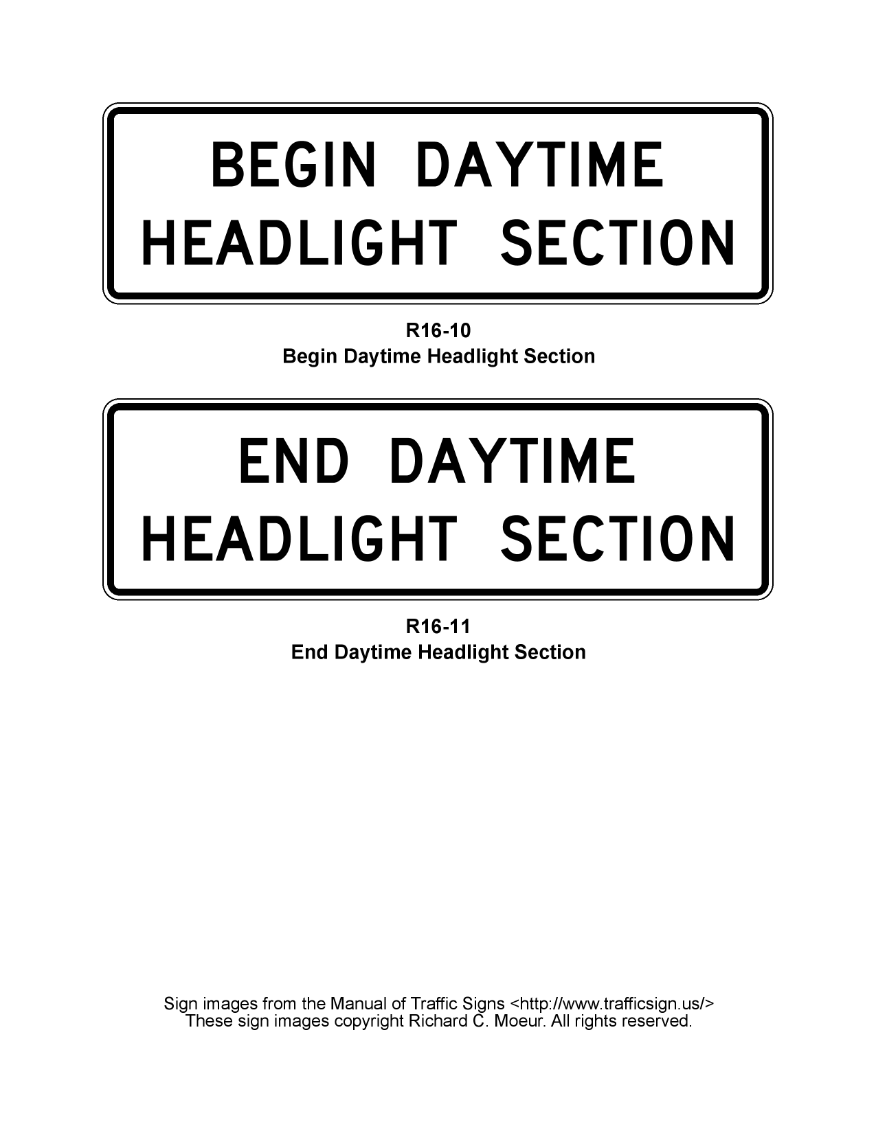 Manual of Traffic Signs - R16 Series Signs