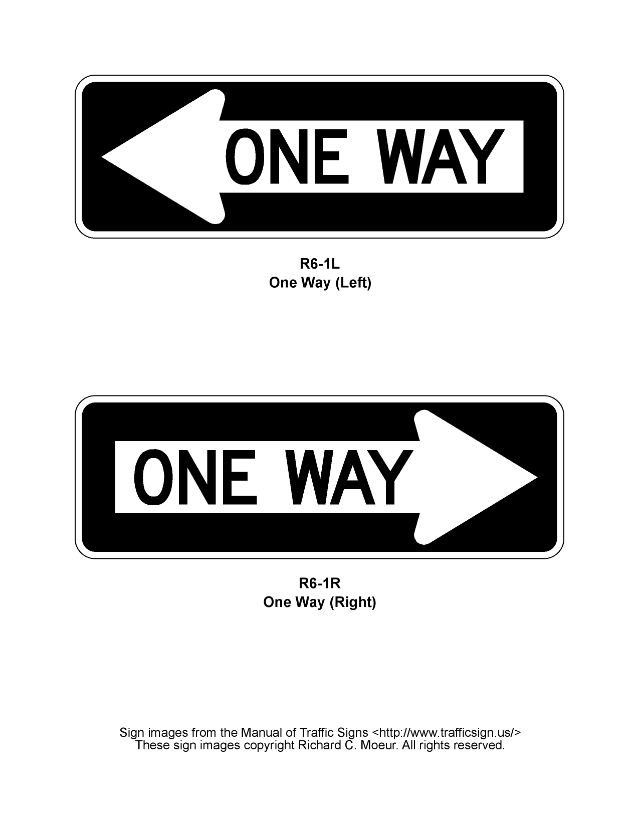 Manual of Traffic Signs - R6 Series Signs