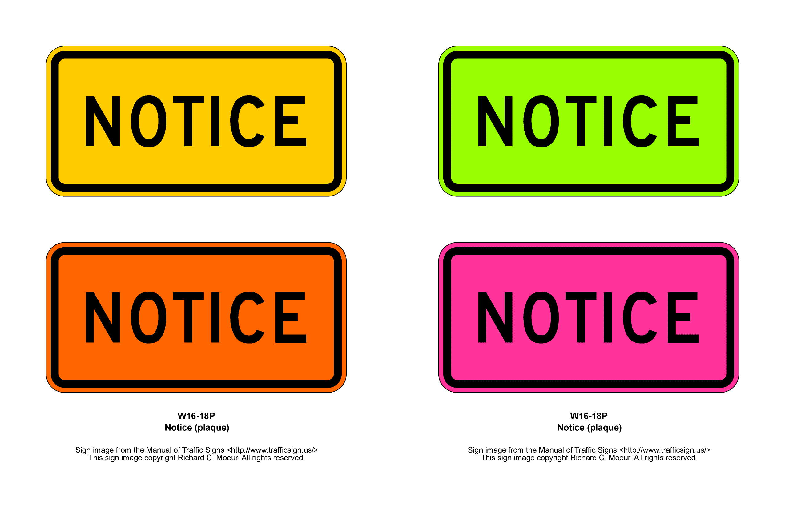 Manual of Traffic Signs - W16 Series Signs