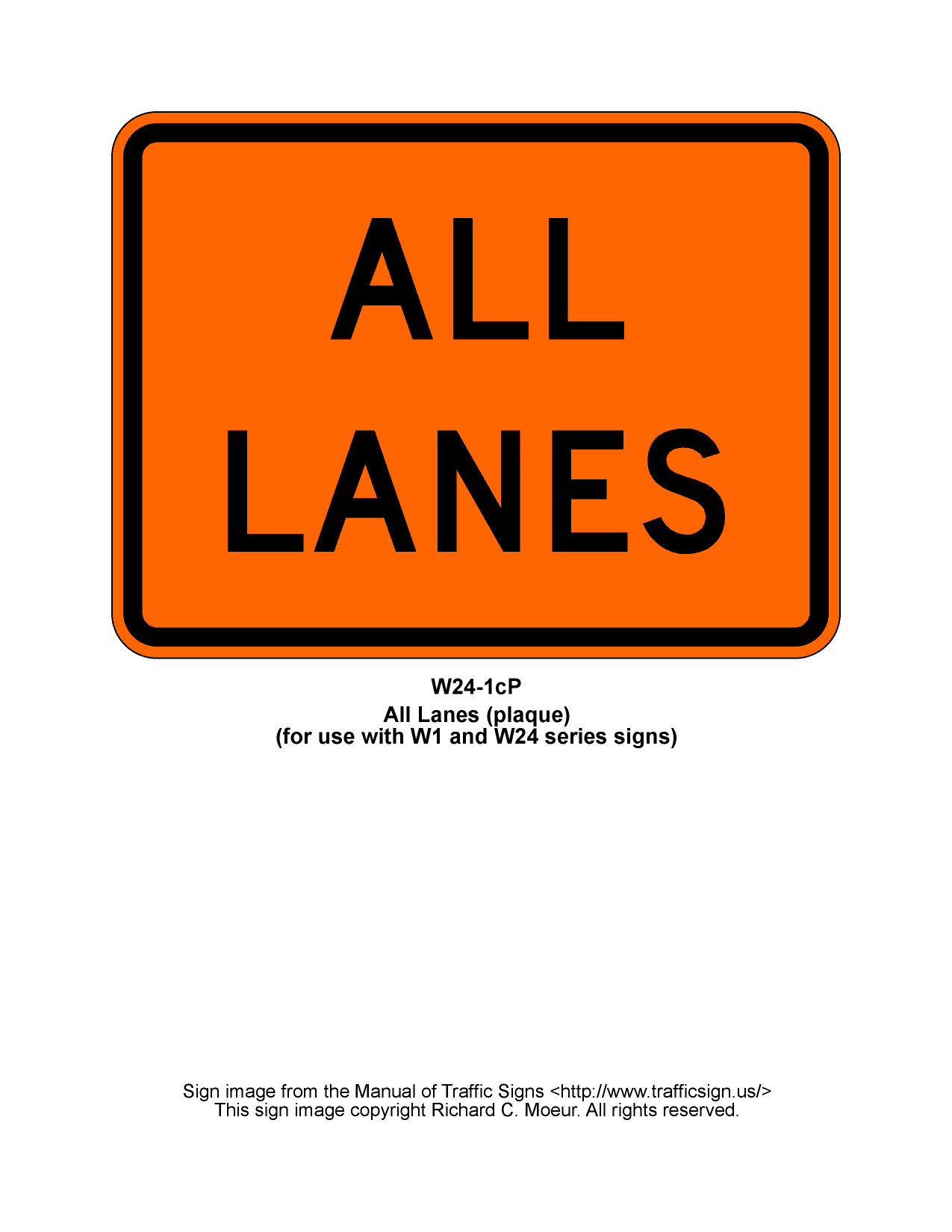 Manual of Traffic Signs - W24 Series Signs