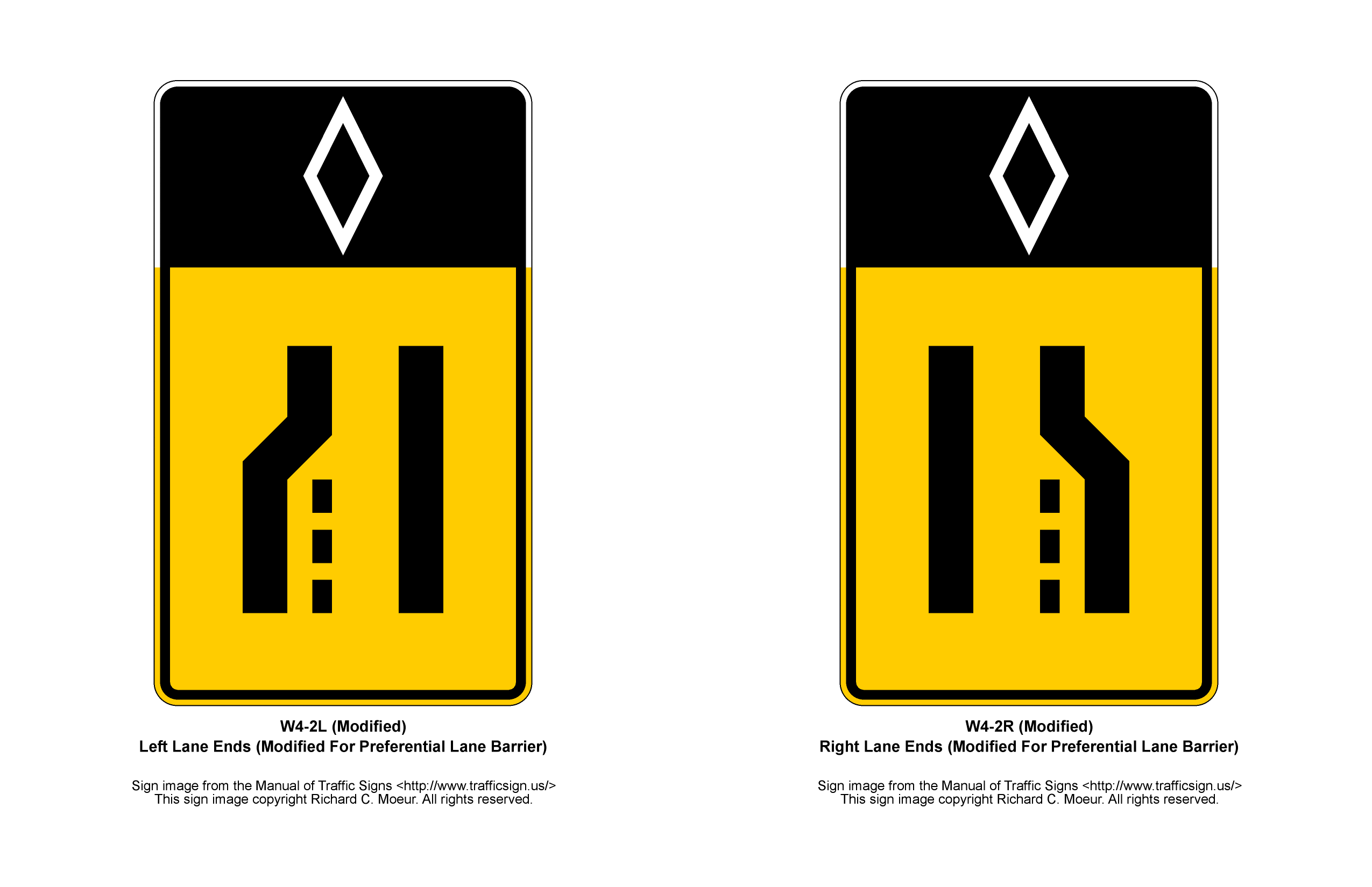 Manual of Traffic Signs - W4 Series Signs