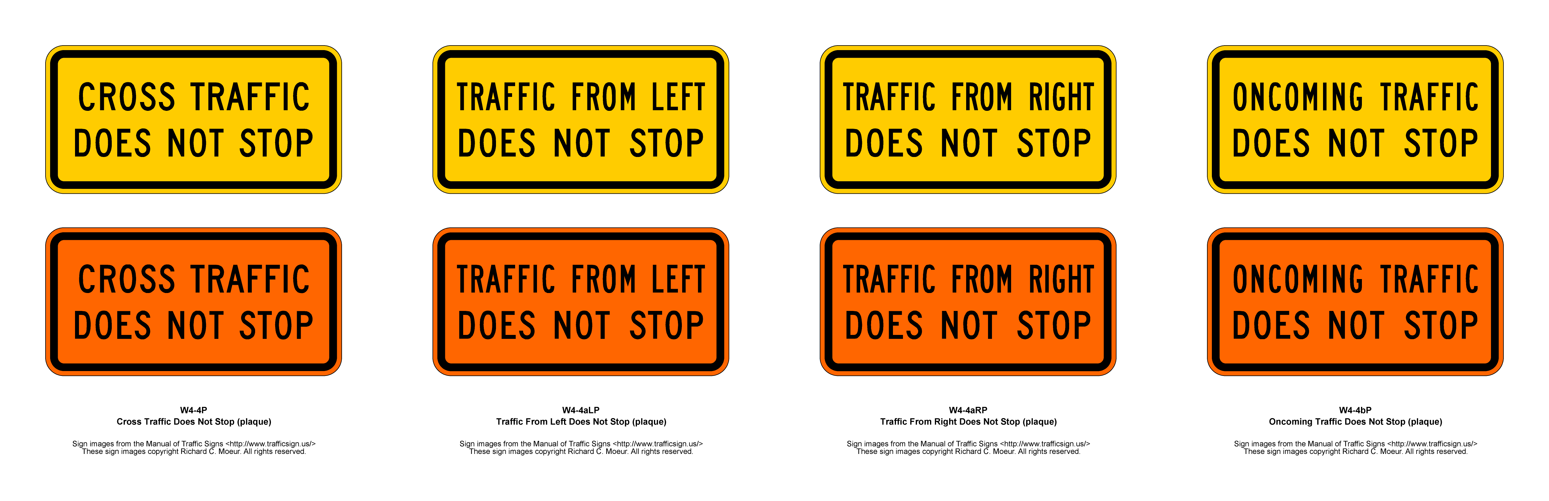 Manual of Traffic Signs - W4 Series Signs