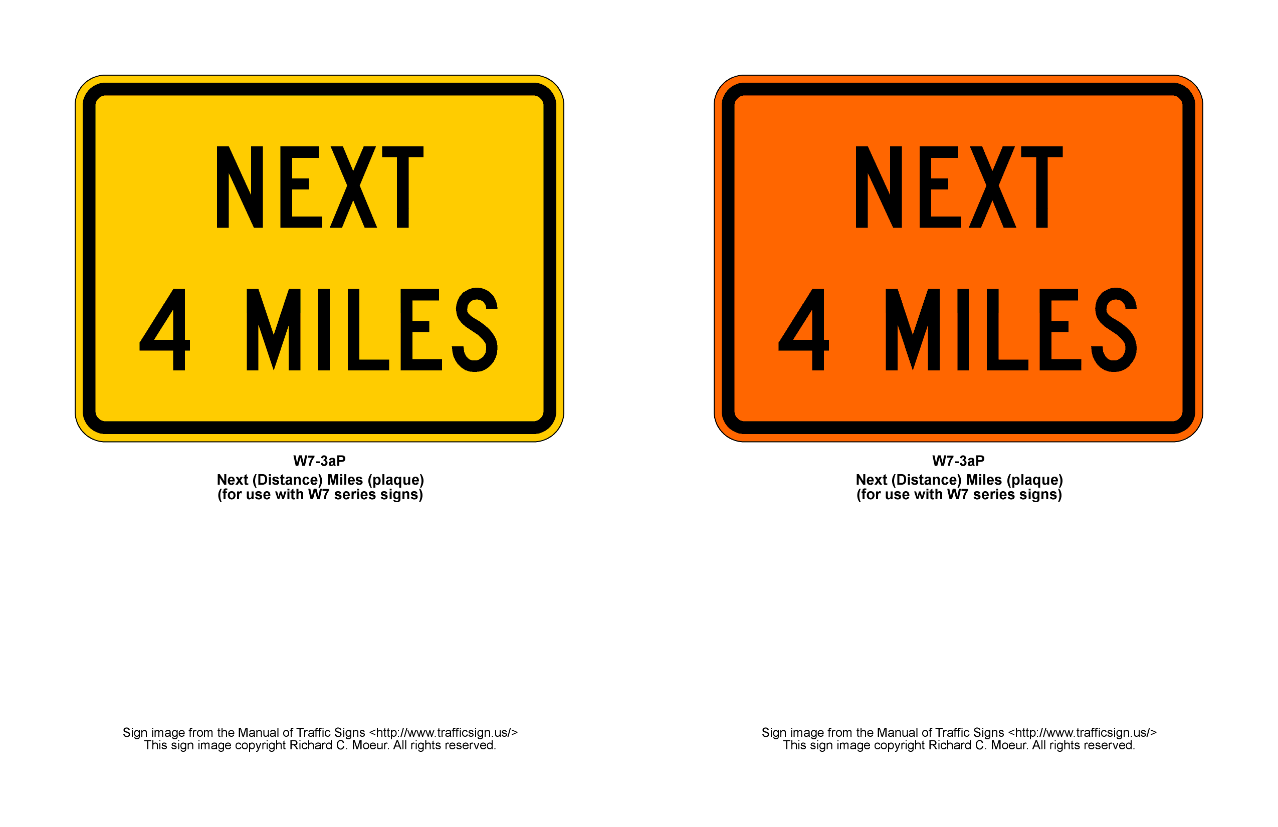 Manual of Traffic Signs - W7 Series Signs