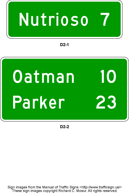 Manual of Traffic Signs - D1, D2, D3 Series Signs